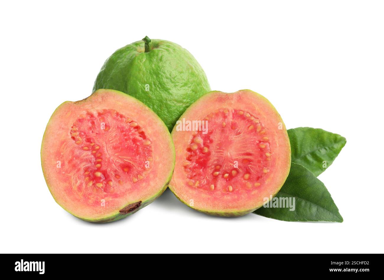 Fresh whole and cut guava fruits isolated on white Stock Photo - Alamy