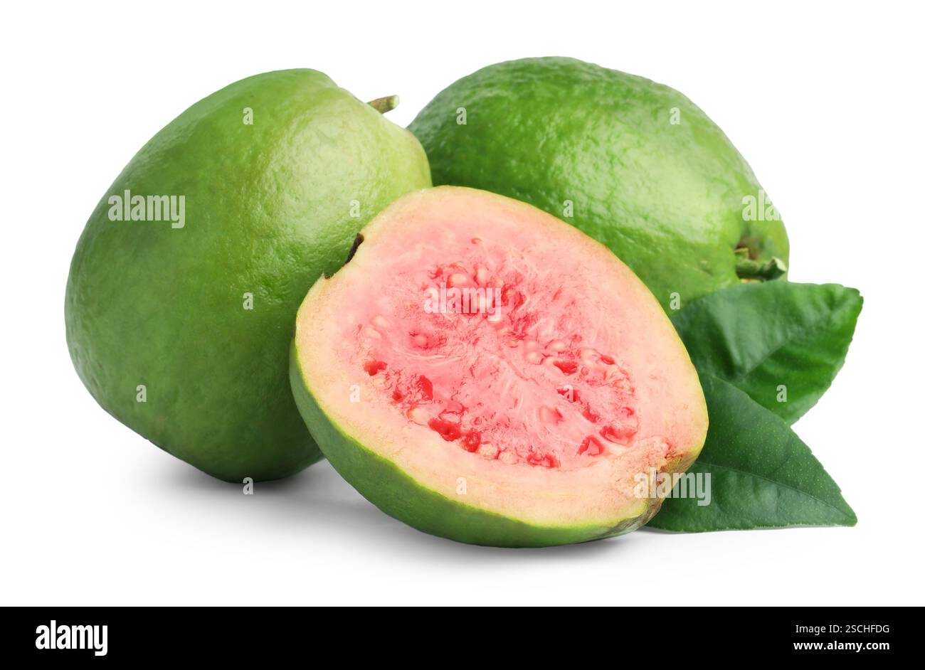 Fresh whole and cut guava fruits isolated on white Stock Photo - Alamy