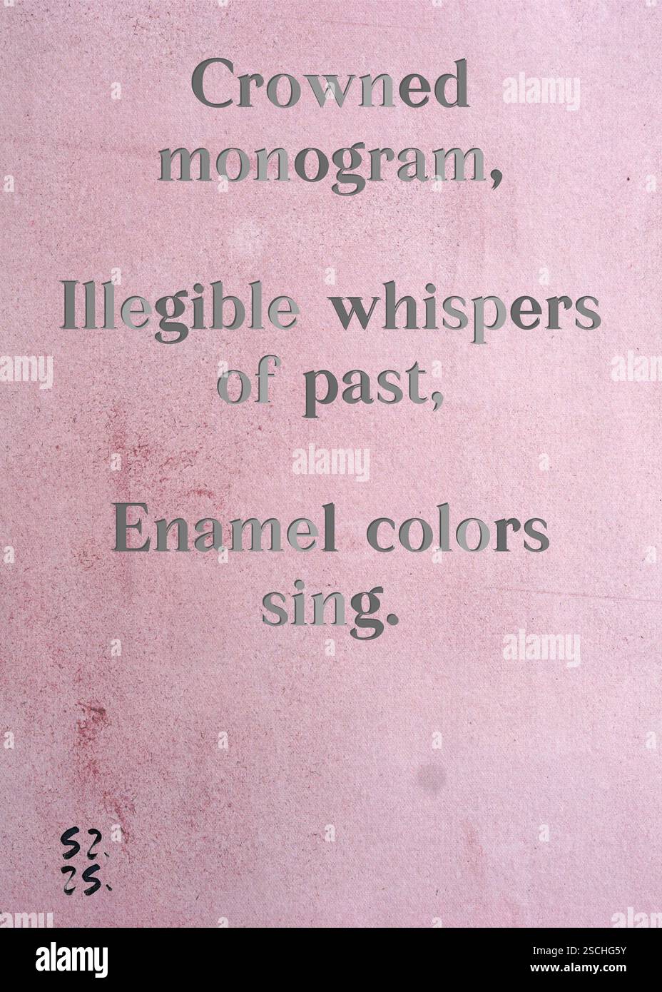 Crowned monogram, Illegible whispers of past, Enamel colors sing ...