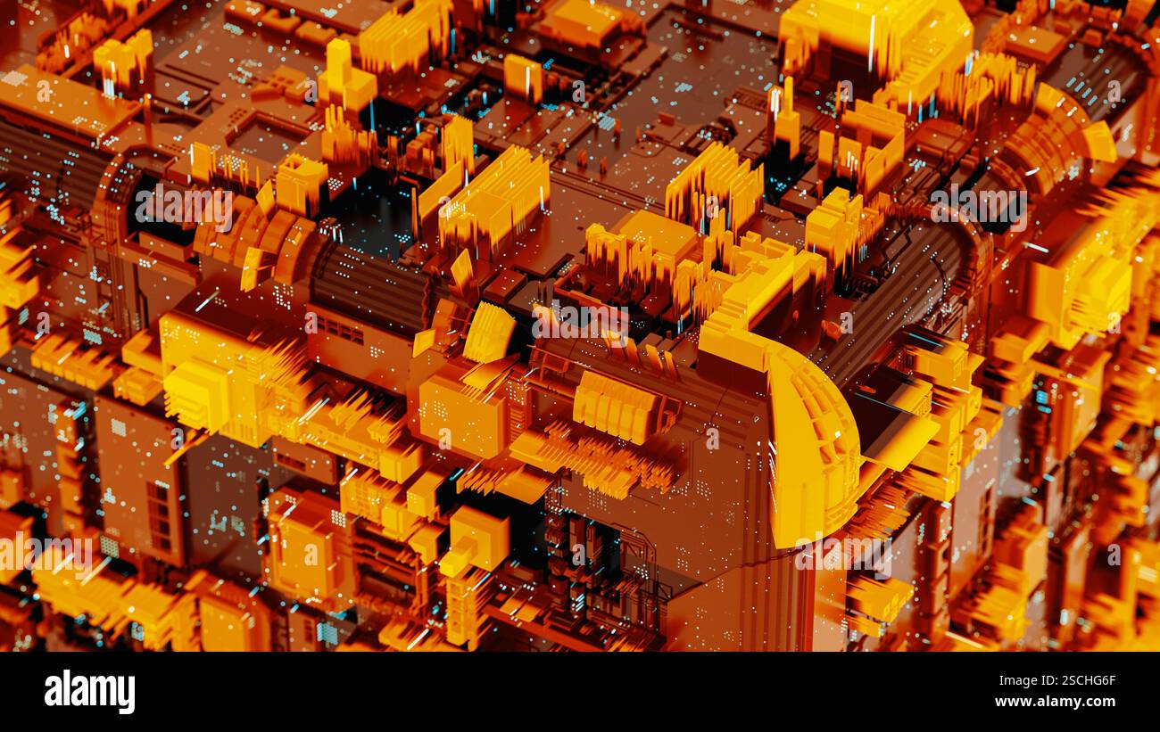 This background showcases a complex arrangement of abstract circuitry ...