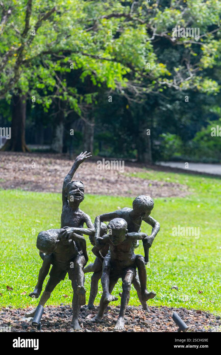 Vertical view of Chang Kudas bronze sculpture, this depicts simple joy ...