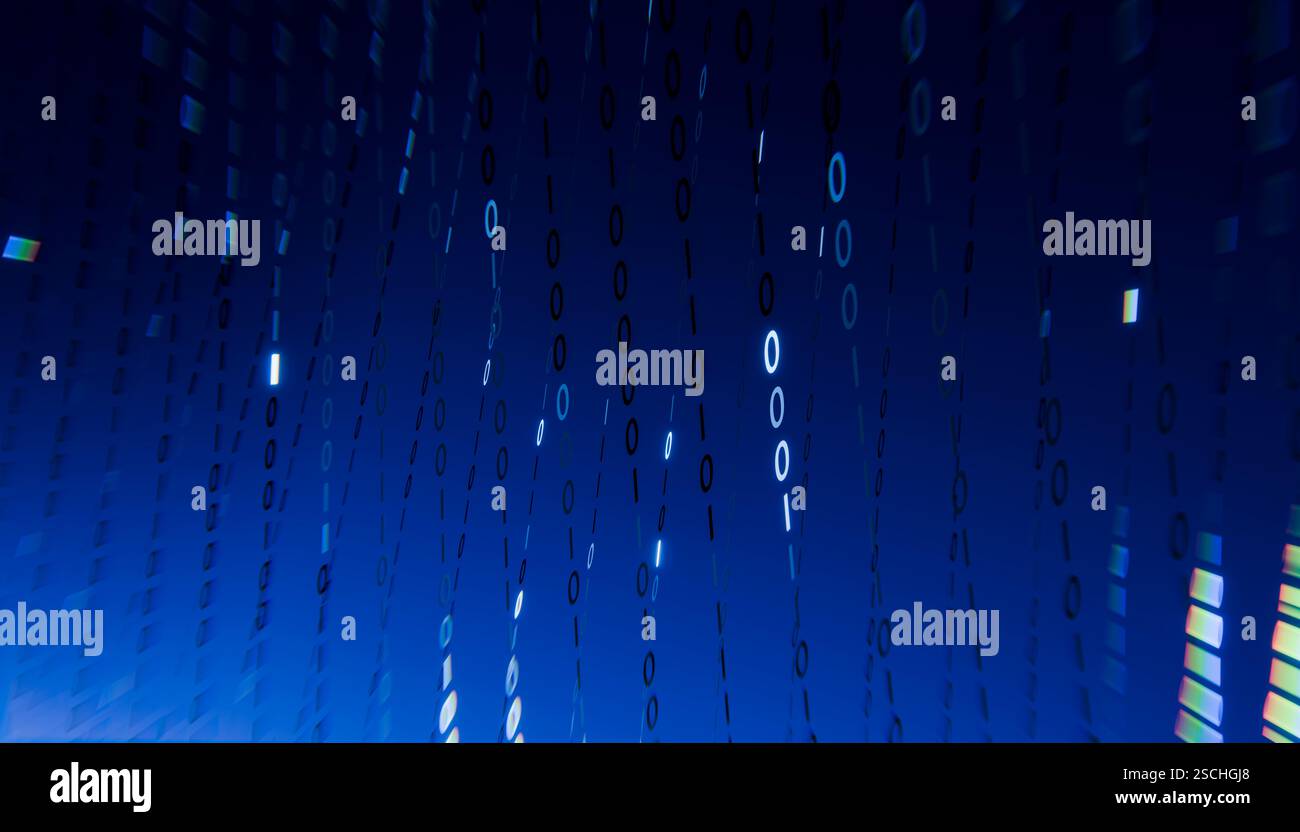 A 3d Rendered Illustration Of Binary Code Floating Across A Gradient