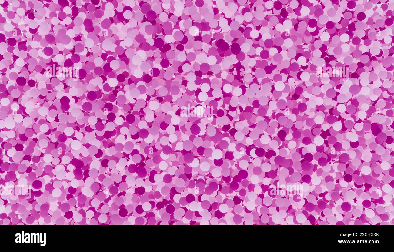 A 3D render depicting a multitude of purple balls in various shades and ...