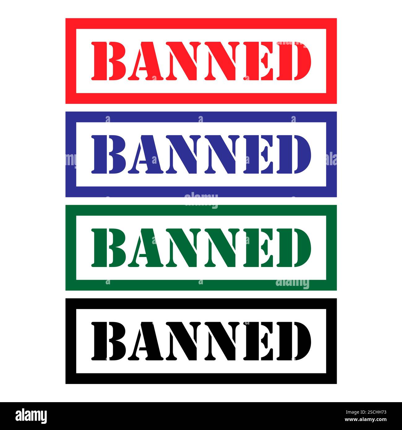 Set of Banned stamp symbol, label sticker sign button, text banner ...