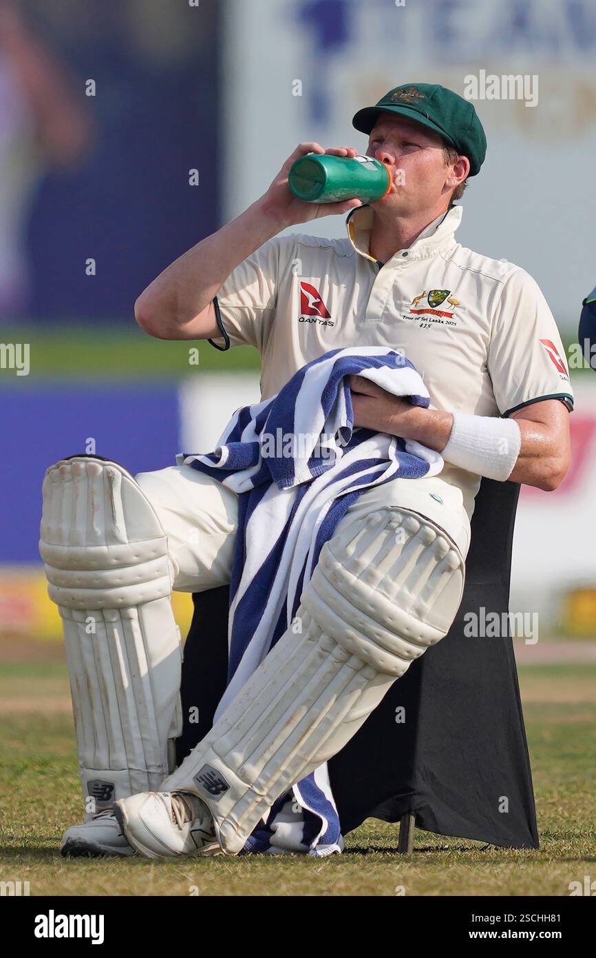 Australia's Steven Smith drinks a beverage during day two of the second ...