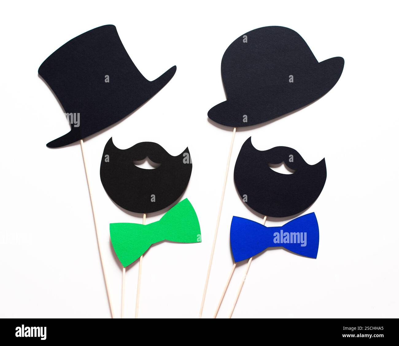Fun party props featuring black hats, mustaches, and bow ties for ...