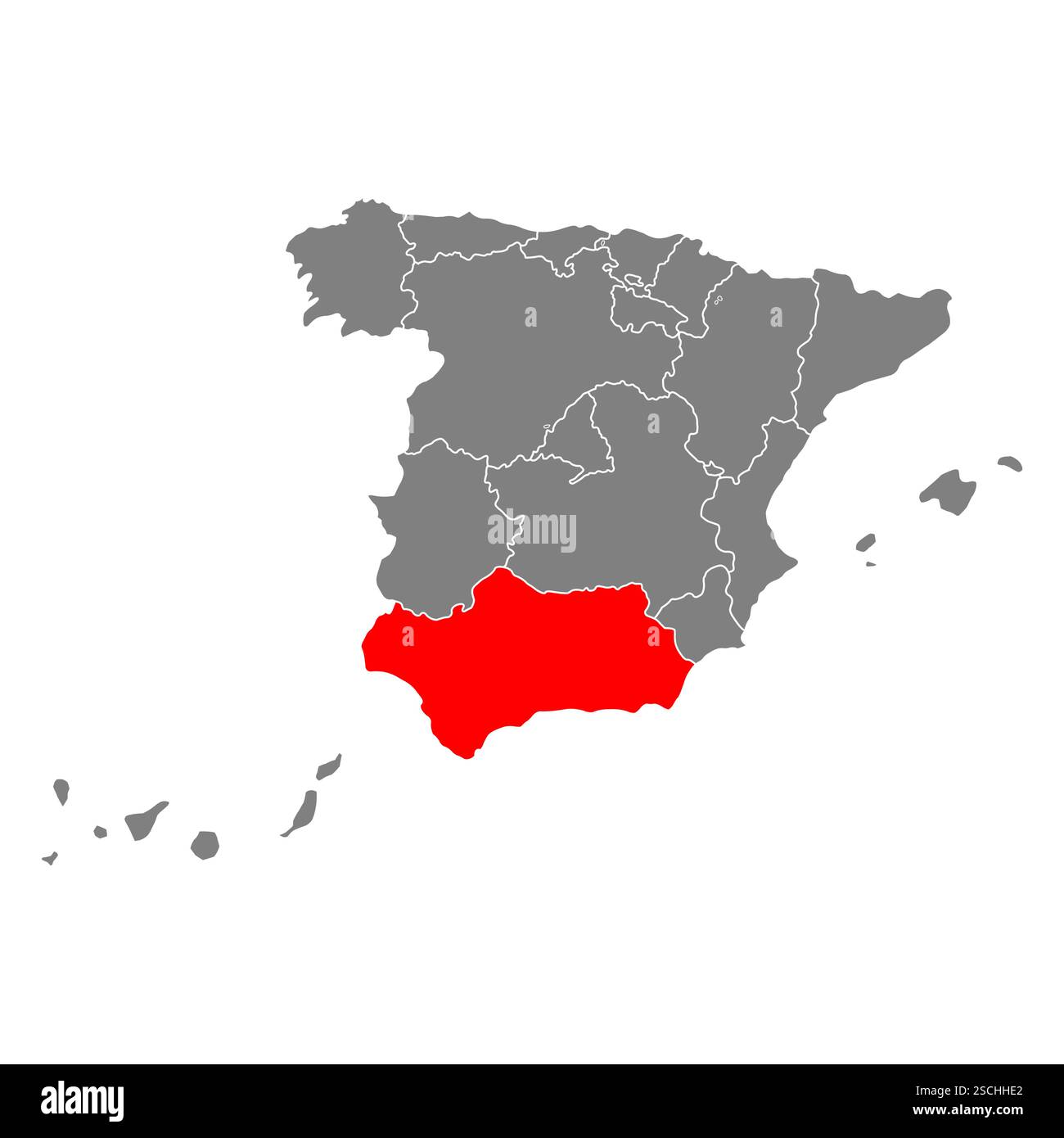 Andalusia of Spain map symbol shape, travel web flat vector ...