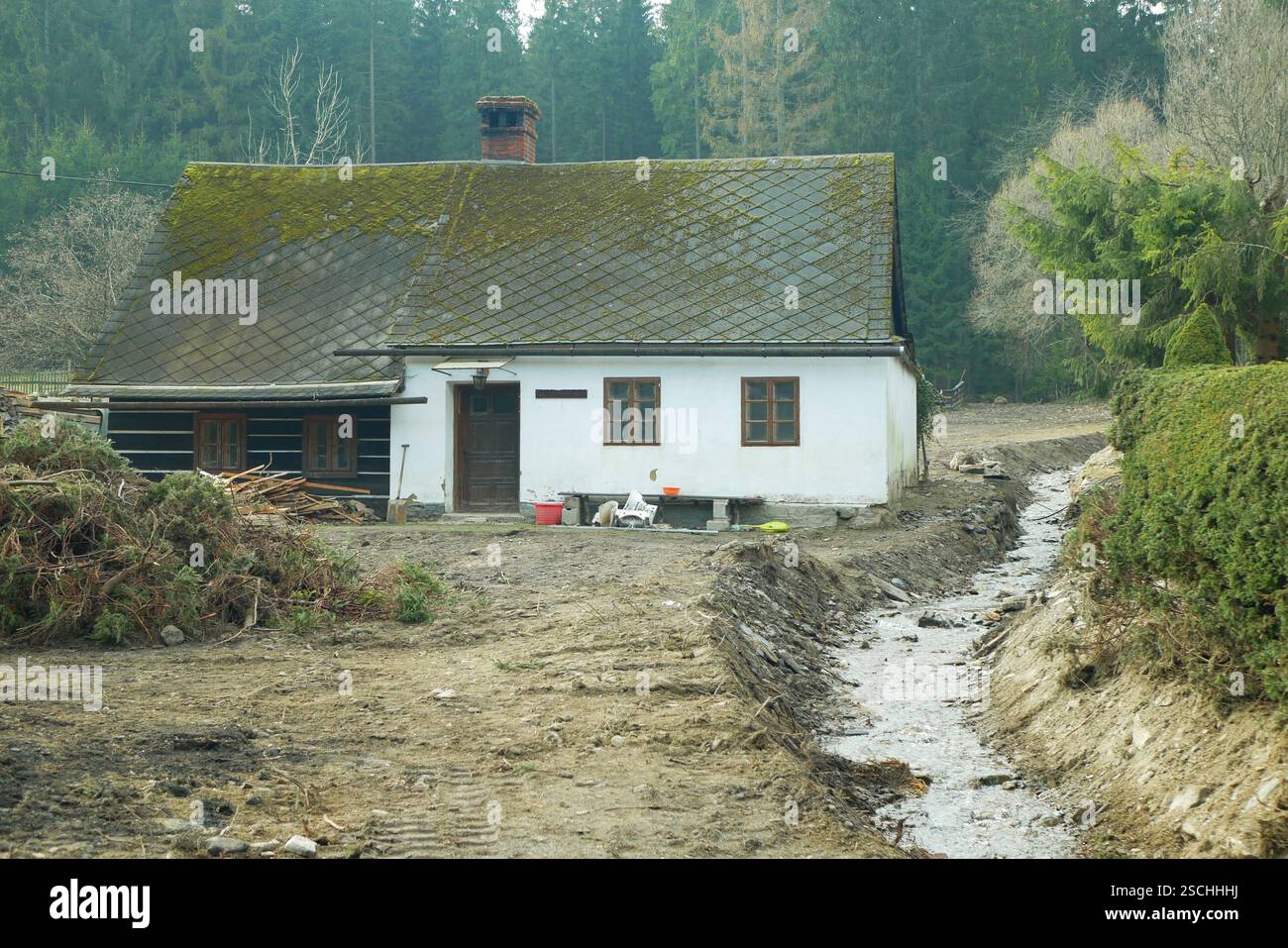 Flood after house destroyed river swept Jesenik flooded damaged height ...