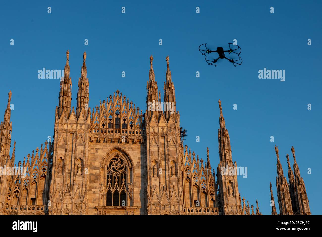 Milan, Italy, February 06, 2025 drone flying in Duomo square - Milano ...