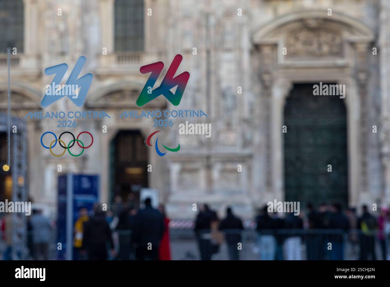 Milan, Italy, February 06, 2025 official logo of winter olympic games ...