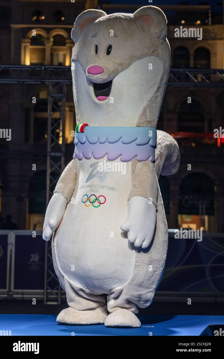 Milan, Italy, February 06, 2025 The Milano Cortina 2026 Mascots ...
