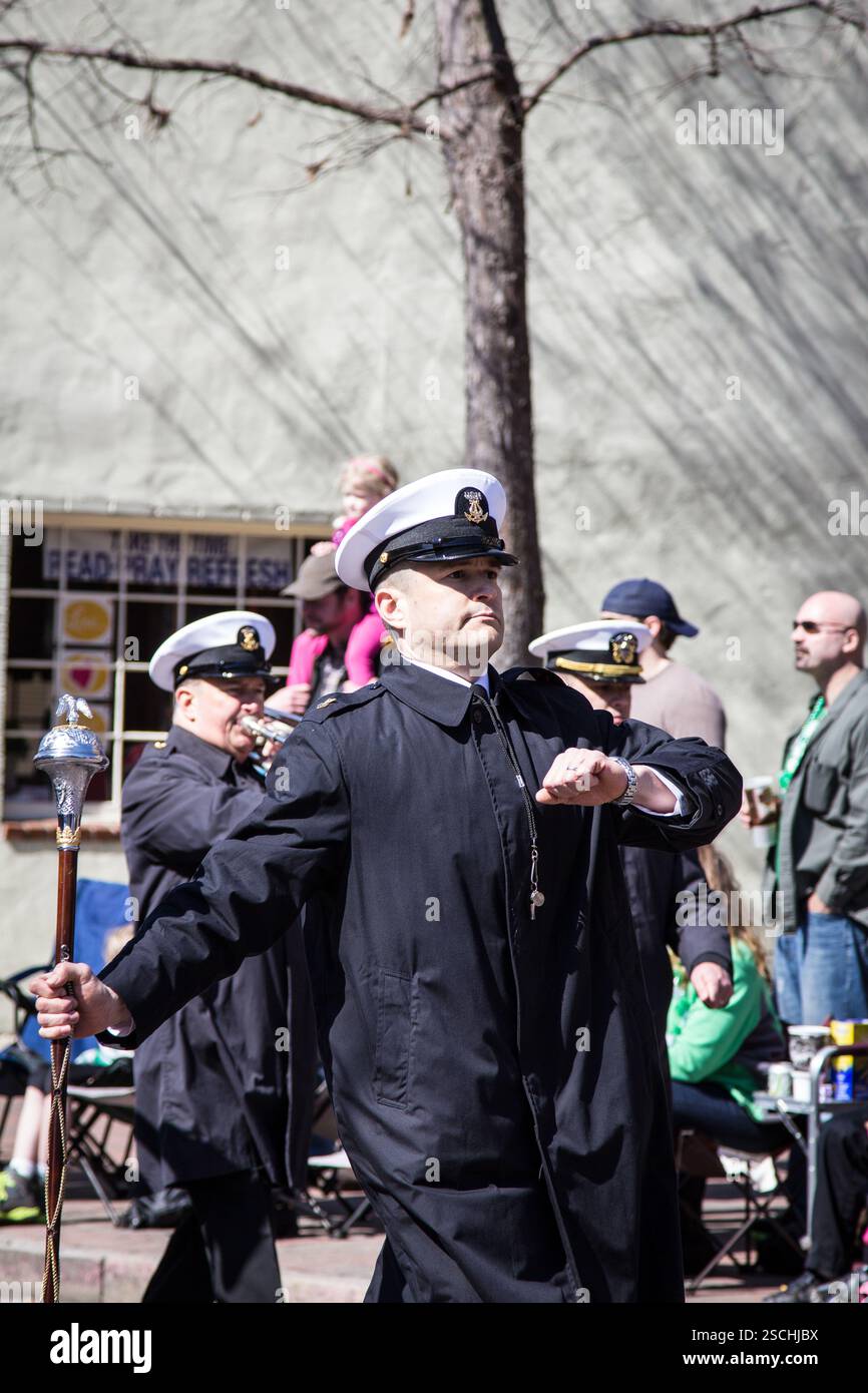 Band members marching and playing instruments hi-res stock photography ...