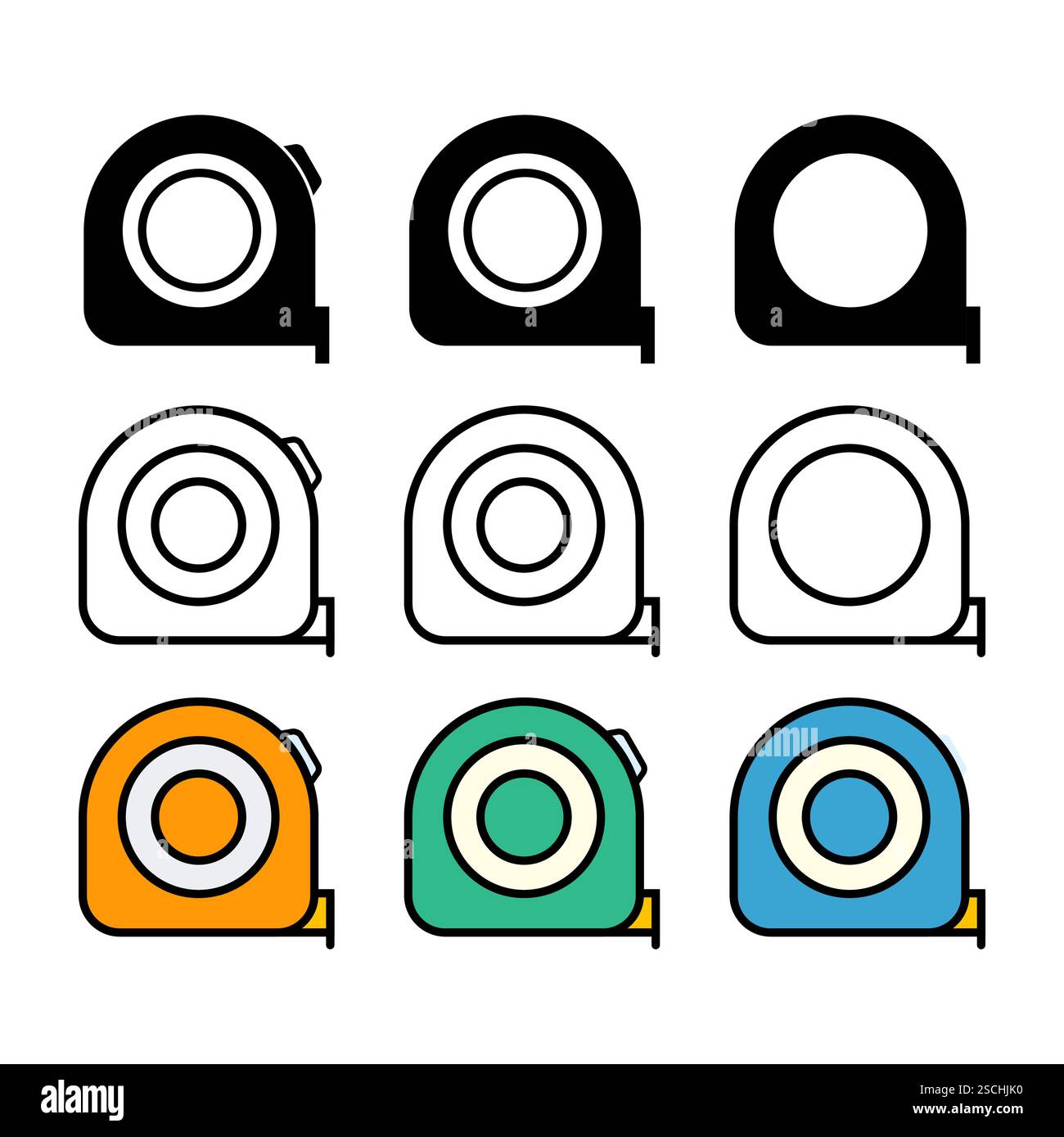 Set of Measurement tape icon, measure tool concept design symbol ...