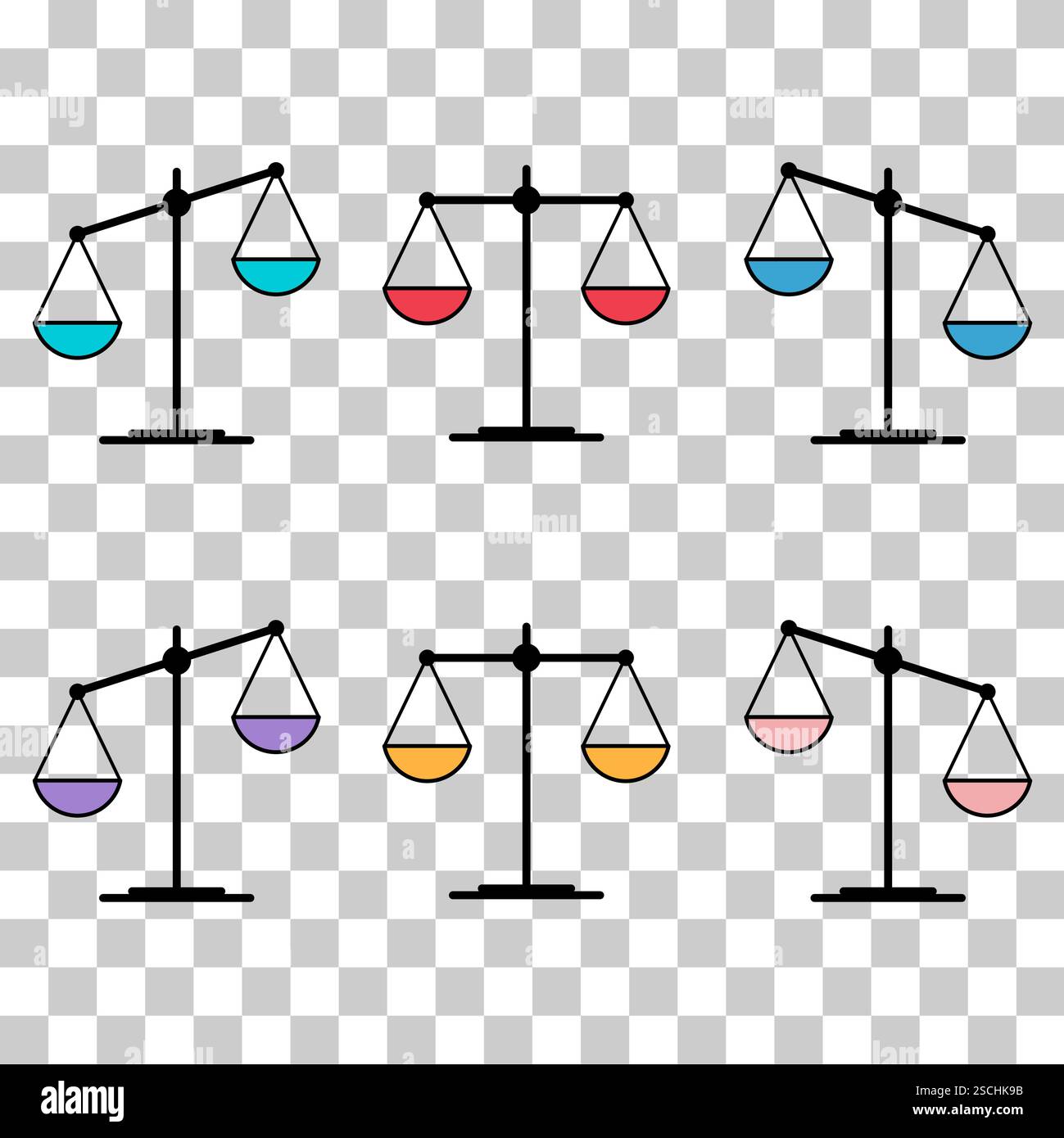 Set of Scale equal icon, lawyer crime web sign, protection balance ...