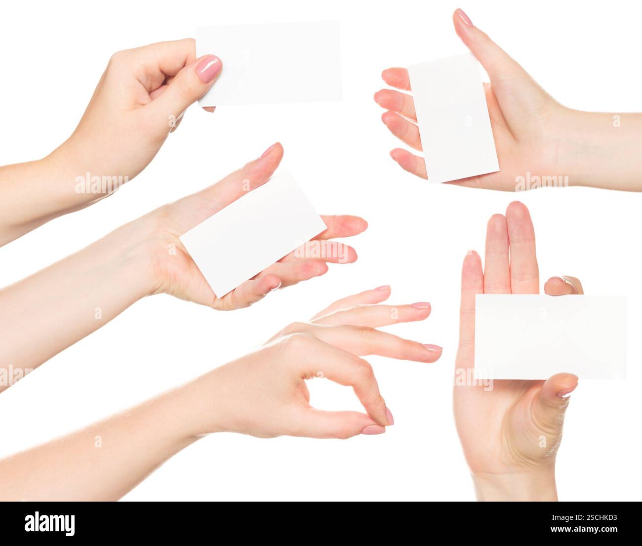 Various hands displaying blank cards in different positions during a ...