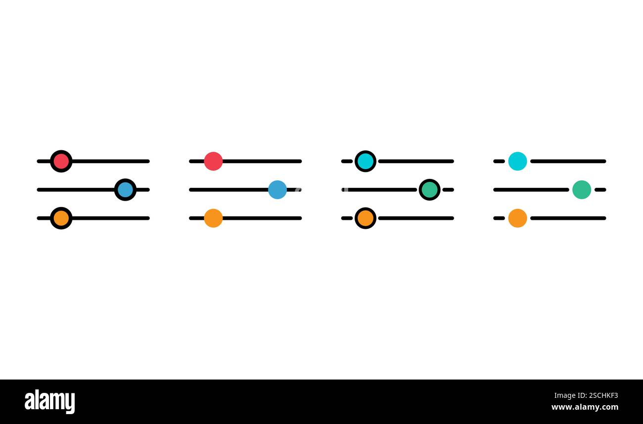 Set of Volume mixer icon, filter sound symbol button, switch sign ...