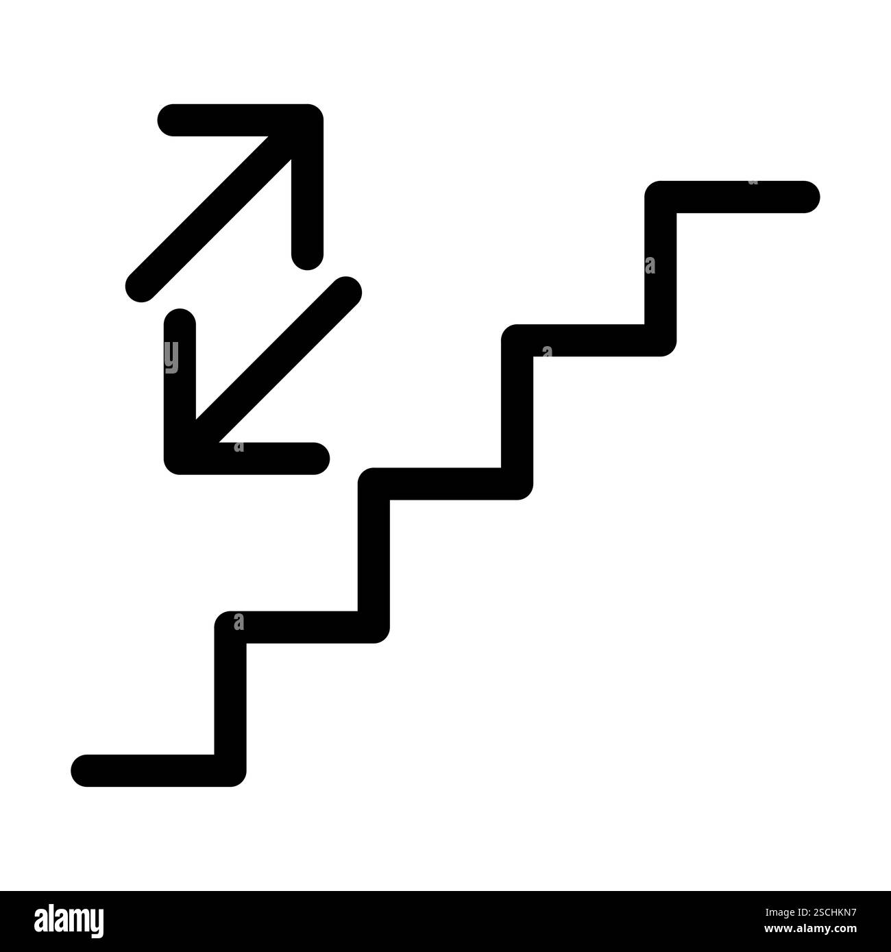 Stairs up and down arrow graph sign icon. Flat web walk step design ...