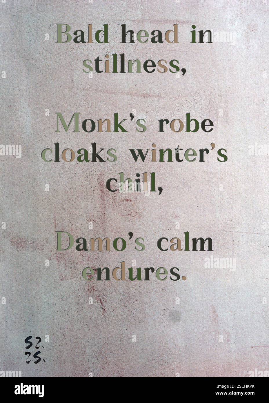 Bald head in stillness, Monk's robe cloaks winter's chill, Damo's calm ...