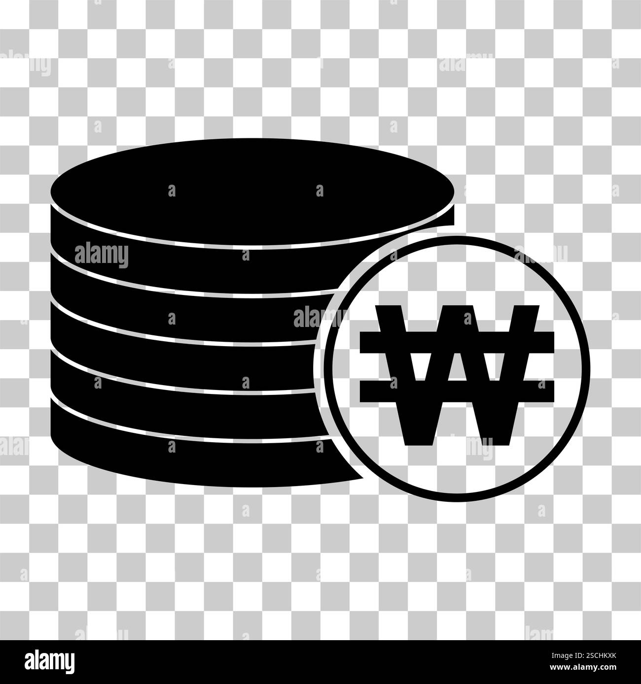Won stack coin, flat icon money design, cash sign vector illustration ...