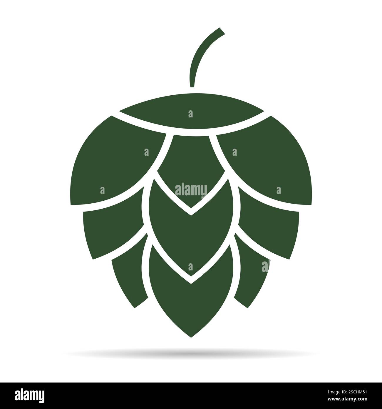 Hop icon beer shadow cone leaf sign,pub herb design, nature seed vector ...