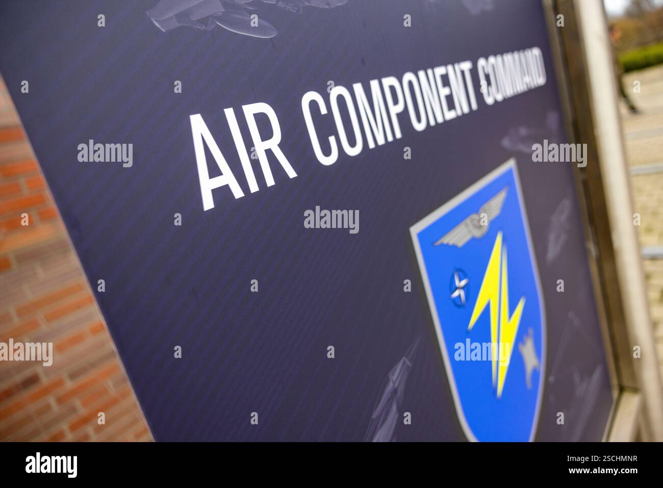 Kalkar, Germany. 07th Feb, 2025. A sign with the Air Component Command ...