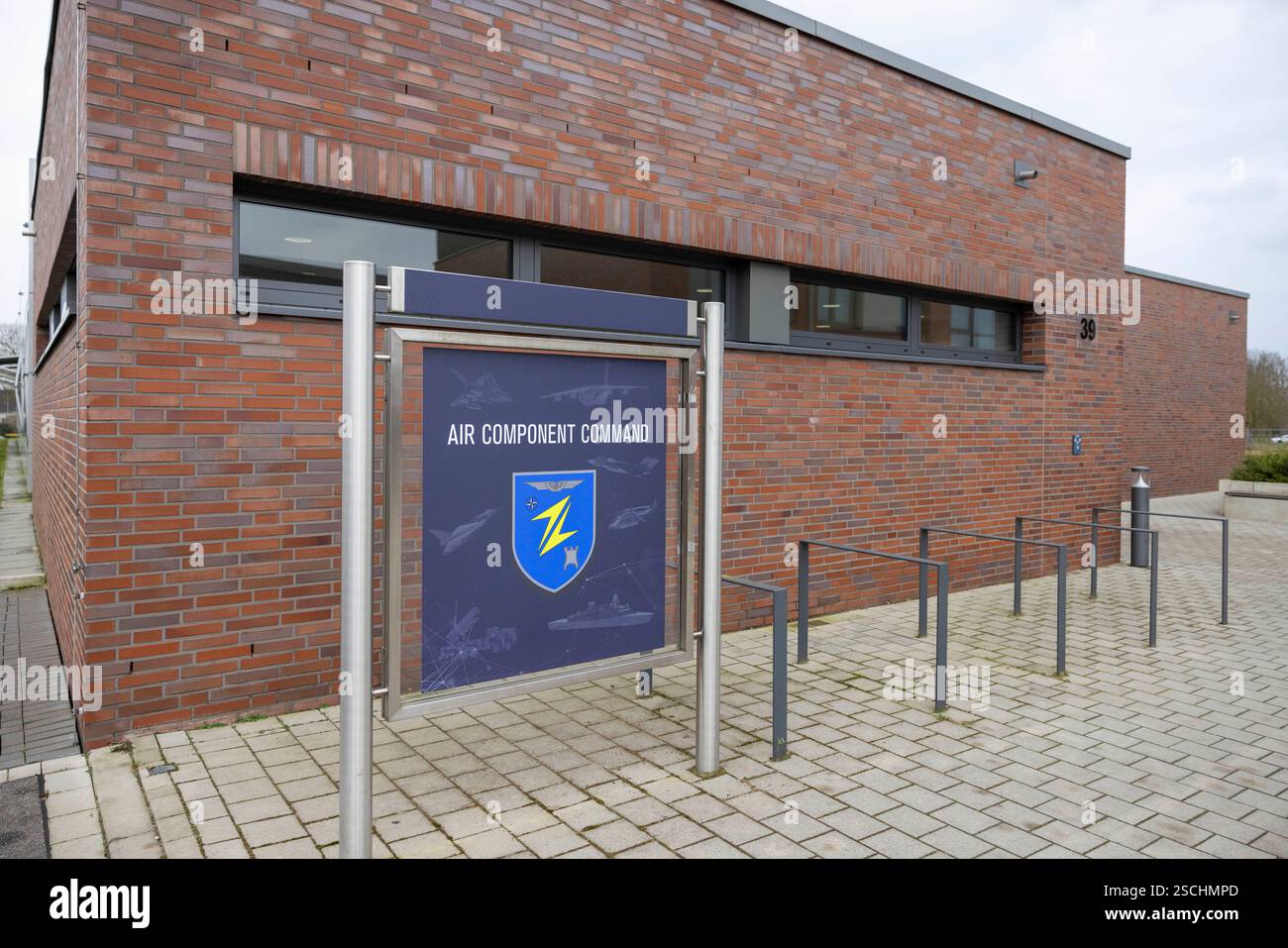 Kalkar, Germany. 07th Feb, 2025. A sign with the Air Component Command ...