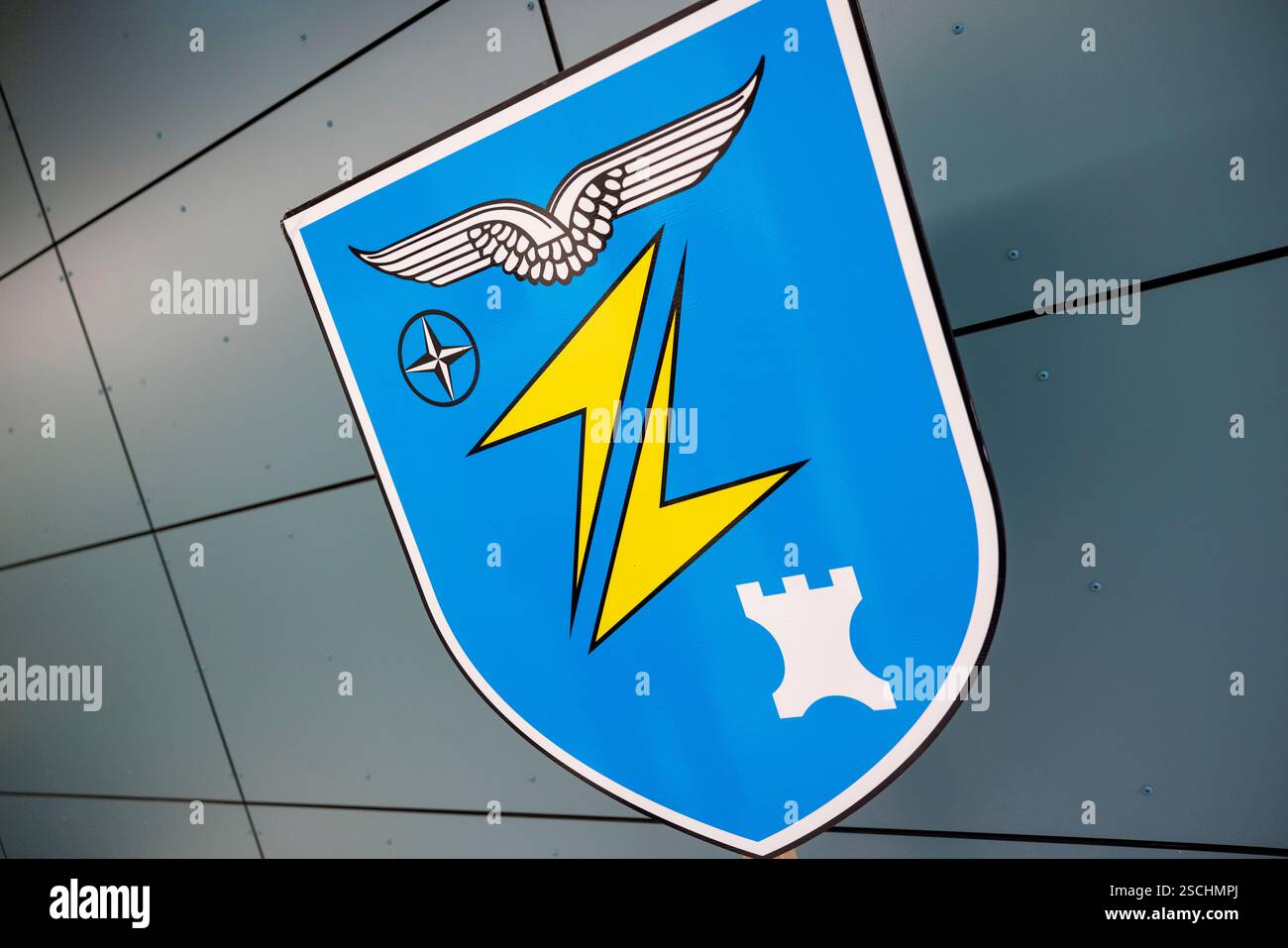 Kalkar, Germany. 07th Feb, 2025. A sign with the Air Component Command ...