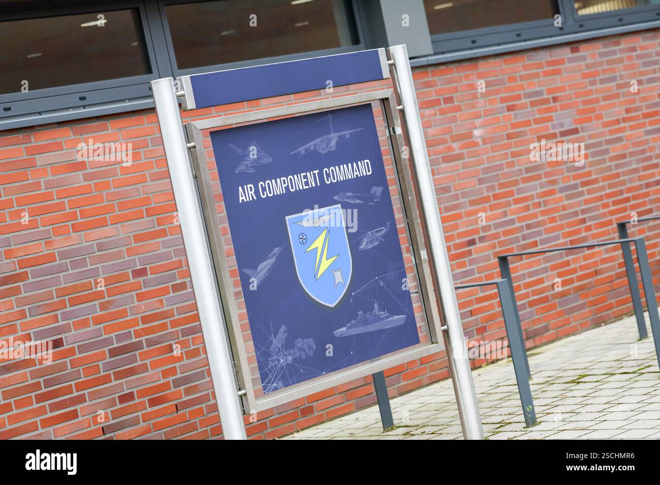 07 February 2025, North Rhine-Westphalia, Kalkar: A sign with the Air Component Command (ACC ...