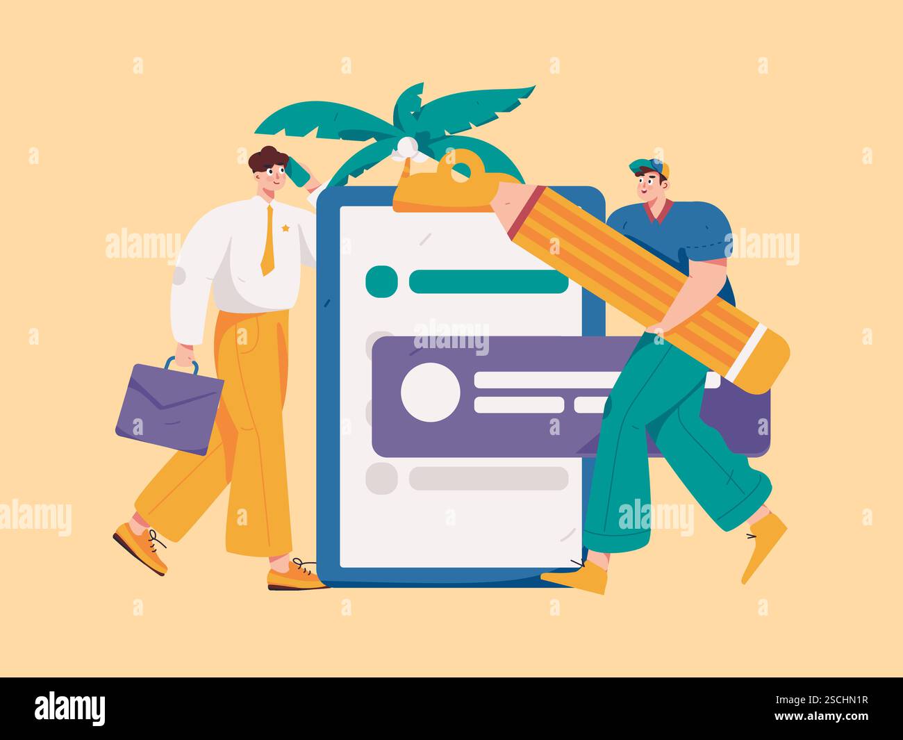 Flat vector illustration of business people operating work scene Stock ...