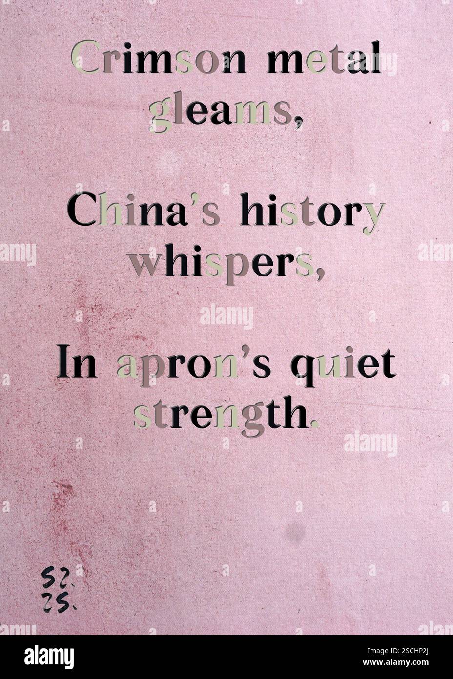 Crimson metal gleams, China's history whispers, In apron's quiet ...