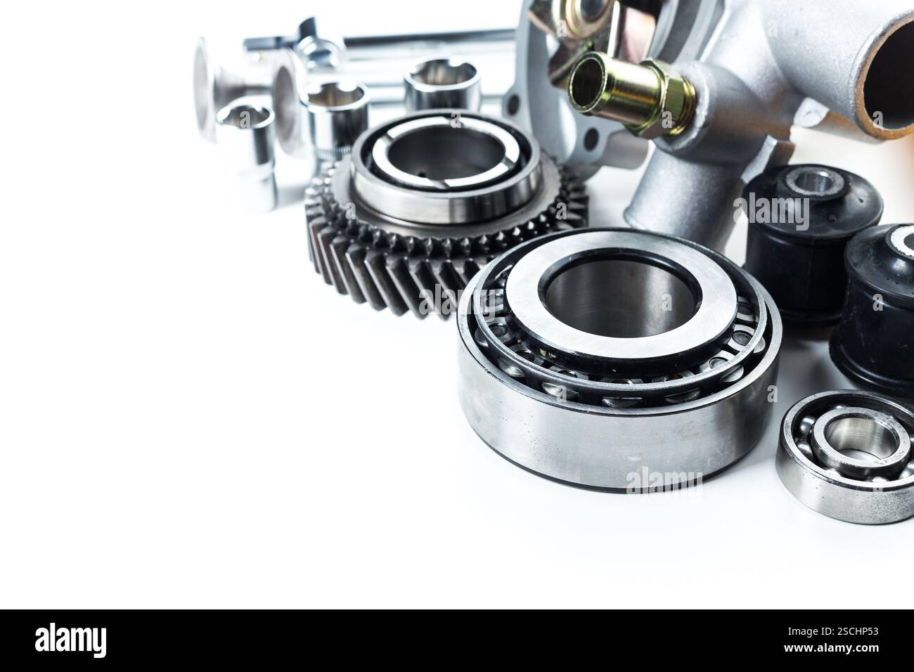 Capture of various mechanical parts on a white background highlighting ...