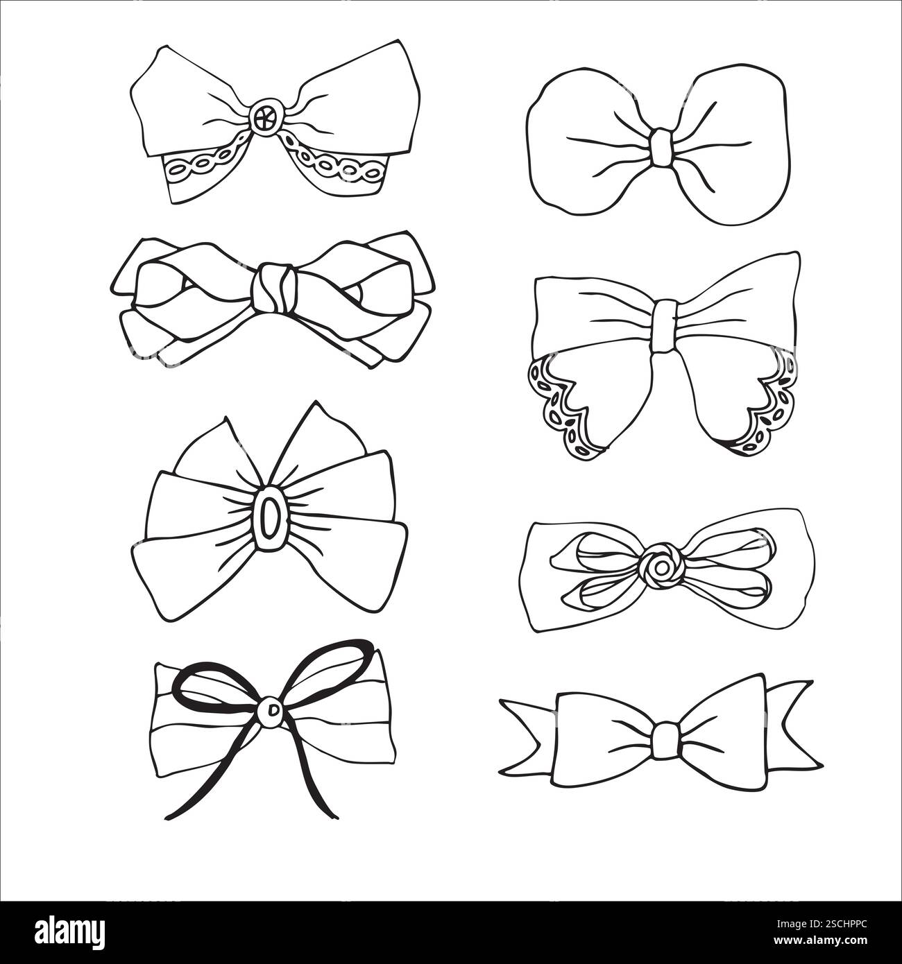 Vector outline set of endless bows, doodle, hand drawn Stock Vector ...