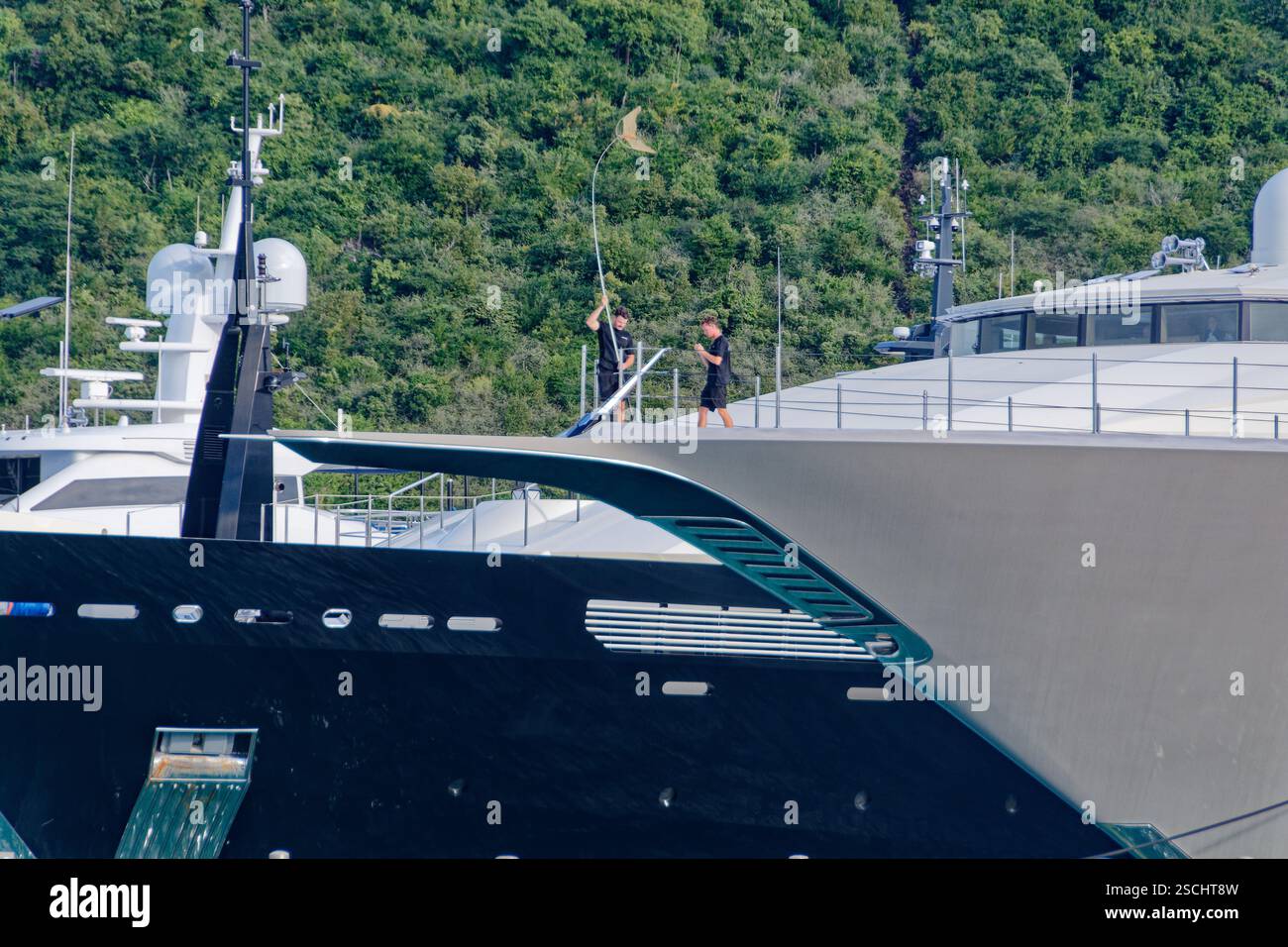 St Maarten Luxury Yachts - close up of selected few Stock Photo - Alamy