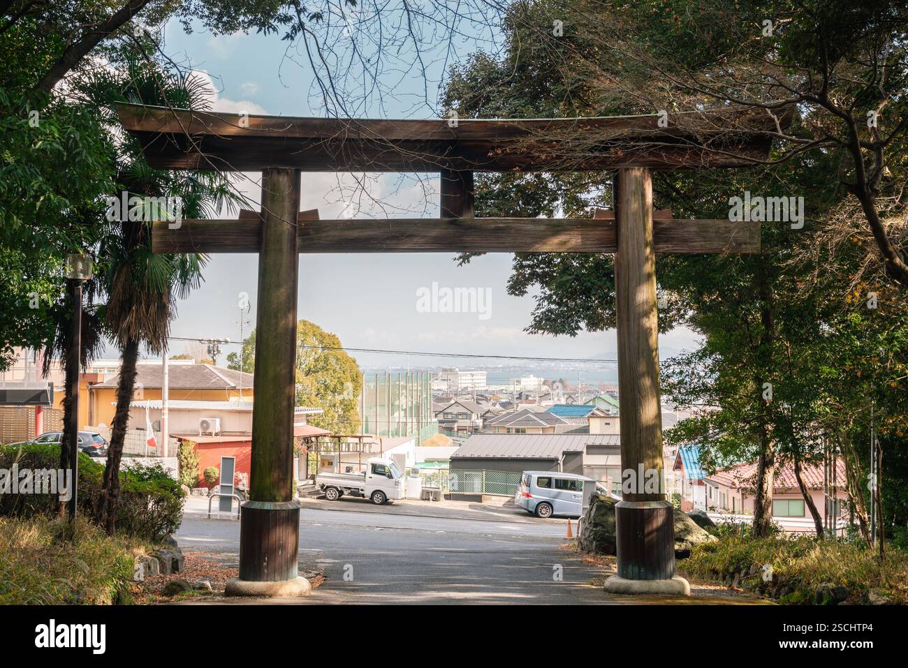 Otsu, Shiga, Japan - December 31, 2024 : Omi Jingu Shrine torii gate ...
