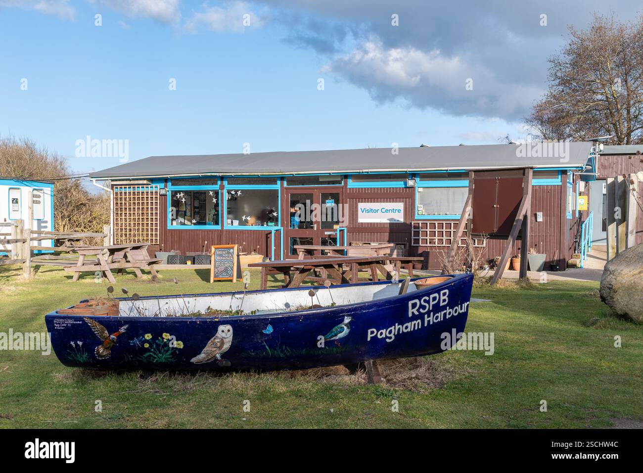 RSPB Pagham Harbour nature reserve visitor centre, West Sussex, England ...