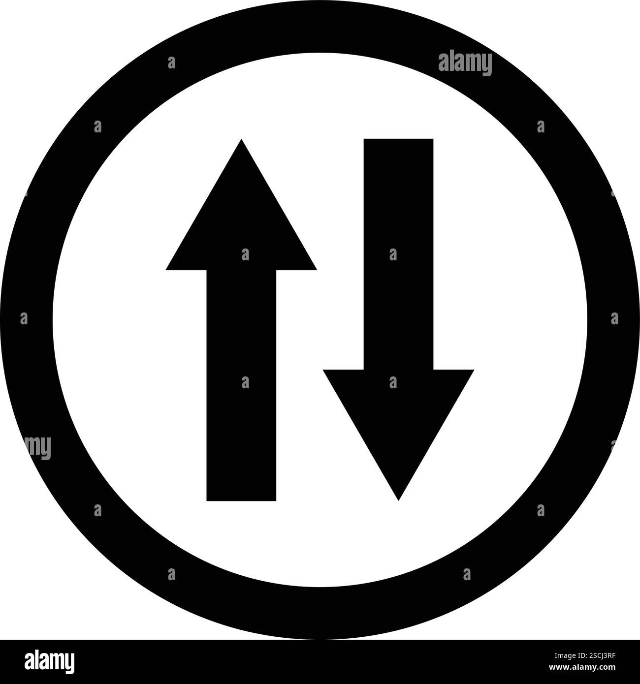Two way road symbol Black and White Stock Photos & Images - Alamy