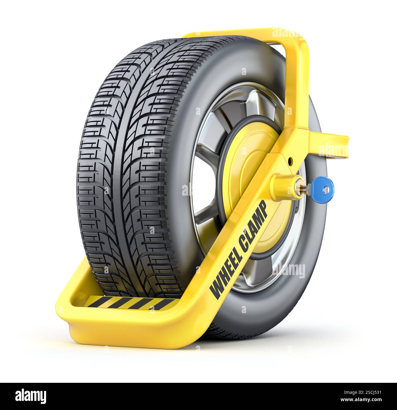 Wheel clamp with car wheel - 3D illustration Stock Photo - Alamy