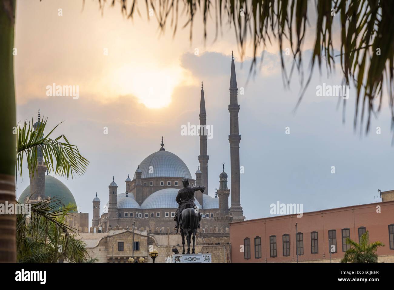 Cairo Citadel with equestrian statue of Muhammad Ali Pasha Stock Photo ...