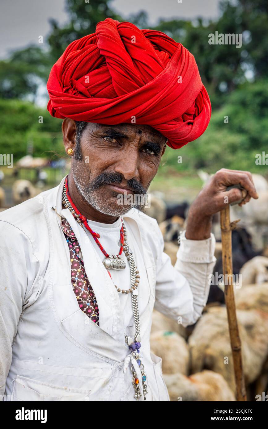 A herder from the Rabari community, Gujarat, India Stock Photo - Alamy