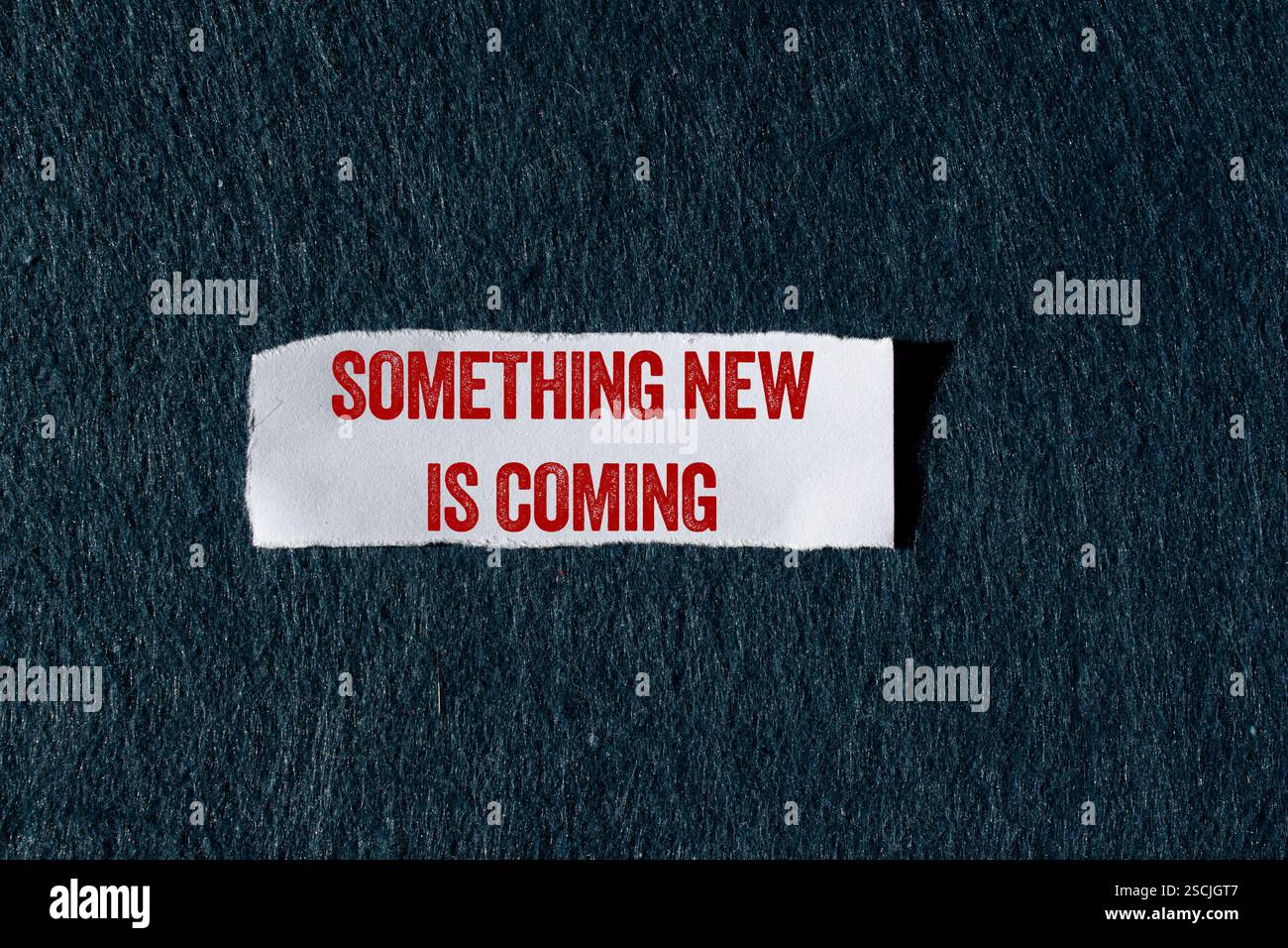 Something new is coming message written on ripped torn paper piece with ...
