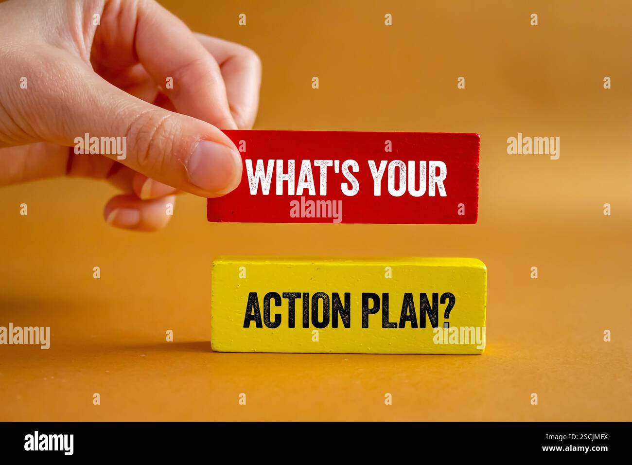What's your action plan message written on wooden blocks on brown ...
