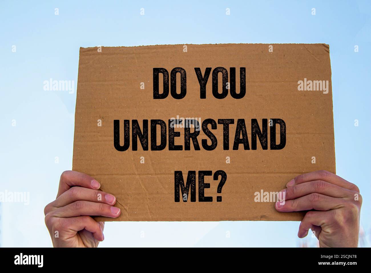 Do you understand me message written on cardboard sign. Conceptual do ...