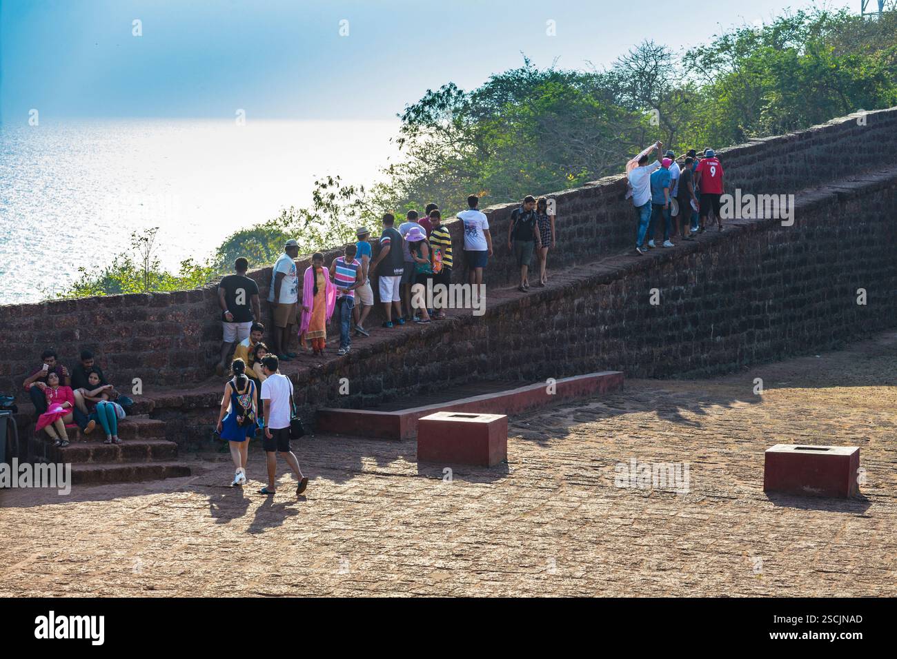 CANDOLIM, GOA, INDIA - 4 MARCH 2017: Ancient Fort Aguada and lighthouse ...