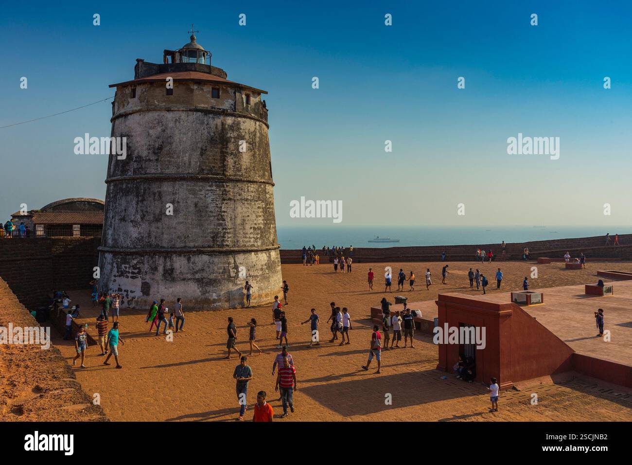 CANDOLIM, GOA, INDIA - 4 MARCH 2017: Ancient Fort Aguada and lighthouse ...