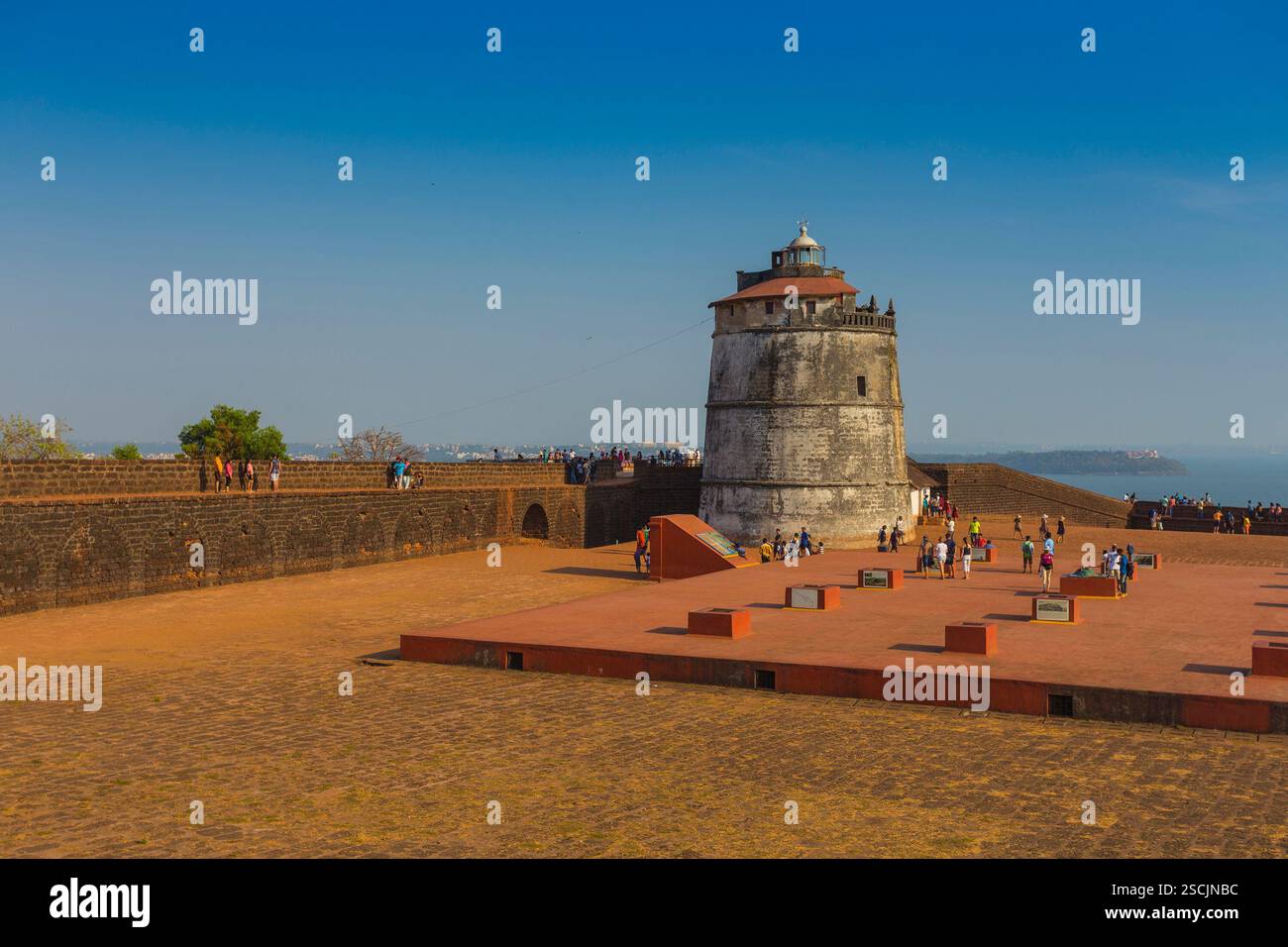 CANDOLIM, GOA, INDIA - 4 MARCH 2017: Ancient Fort Aguada and lighthouse ...