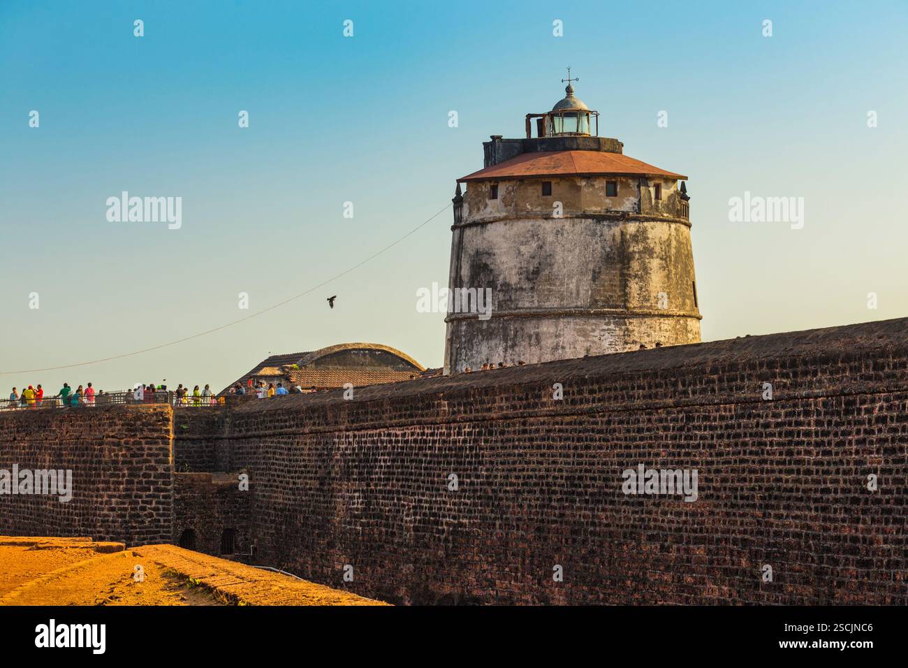 CANDOLIM, GOA, INDIA - 4 MARCH 2017: Ancient Fort Aguada and lighthouse ...