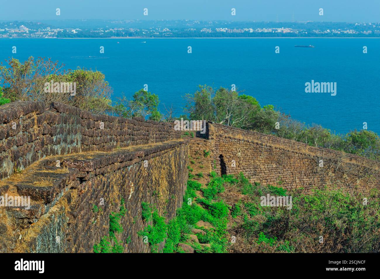 CANDOLIM, GOA, INDIA - 4 MARCH 2017: Ancient Fort Aguada and lighthouse ...