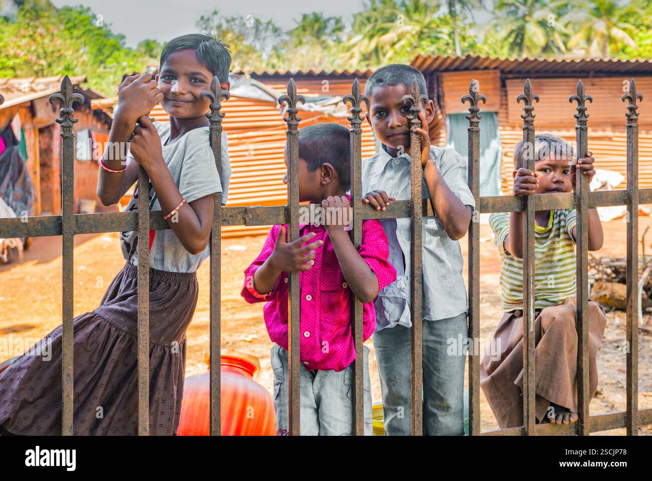 Goa, INDIA - MARCH, 2017: Children closeup, Rural people's daily ...
