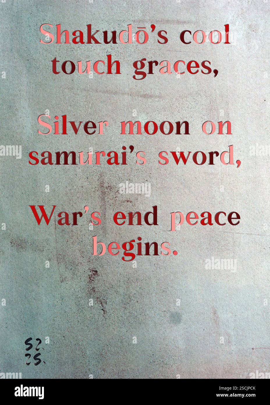 Shakudō's cool touch graces, Silver moon on samurai's sword, War's end ...