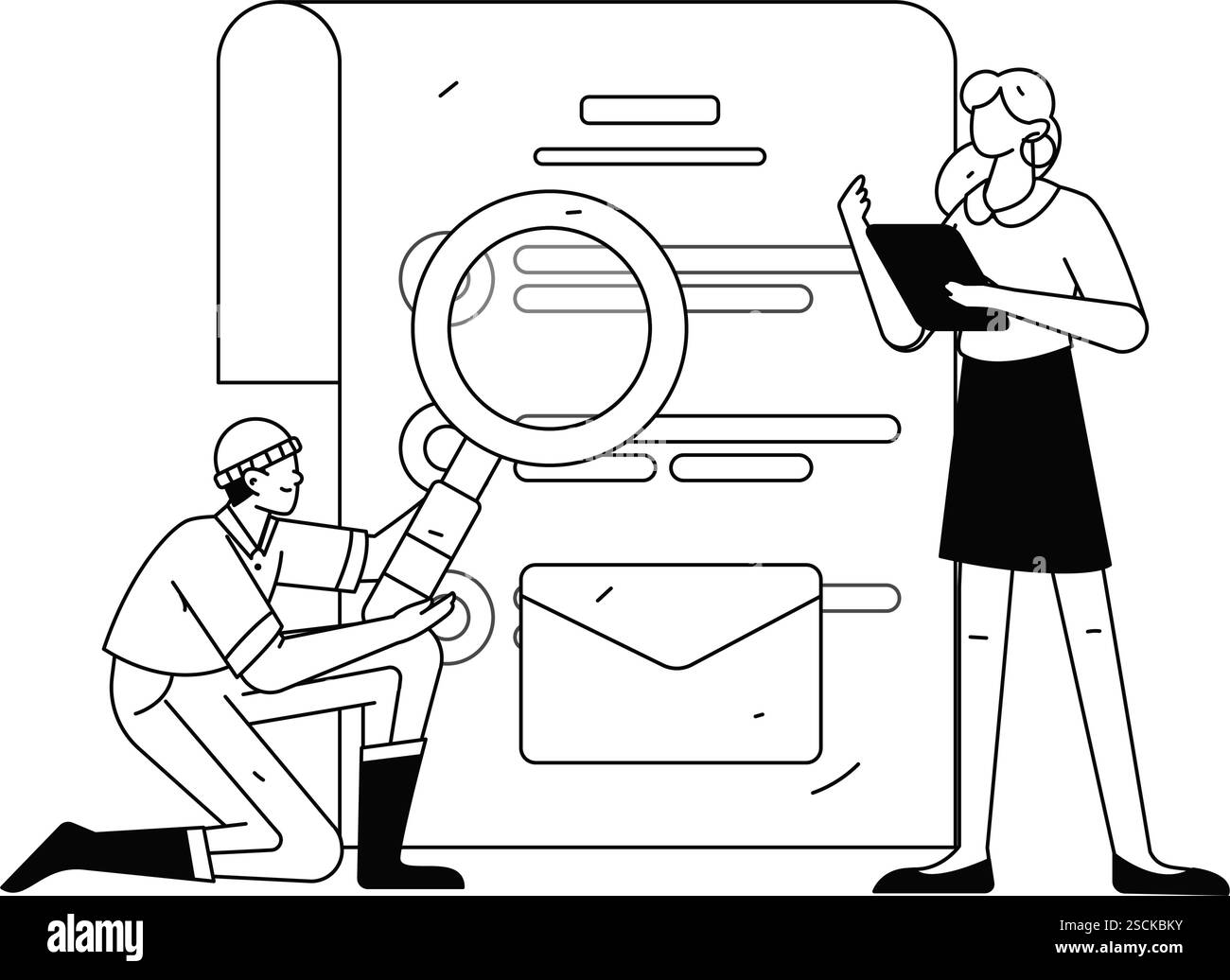 Flat vector illustration of business people operating work scene Stock ...